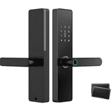 Black Aluminum Smart Lever Lock,4-in-1 Unlock,Free Apartment Software ...