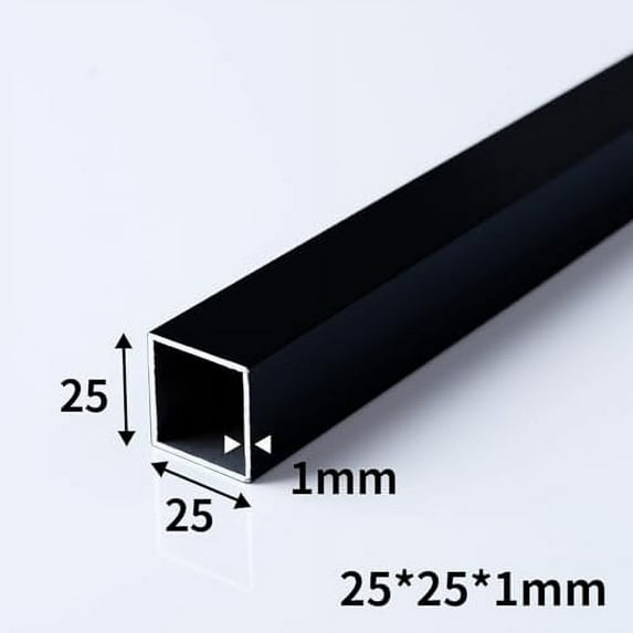 Black Aluminum Square Tubing 2Pcs 25mm x 25mm x 1220mm Long Wall Thickness 1mm, 2 Pack 1 inch 1 ...