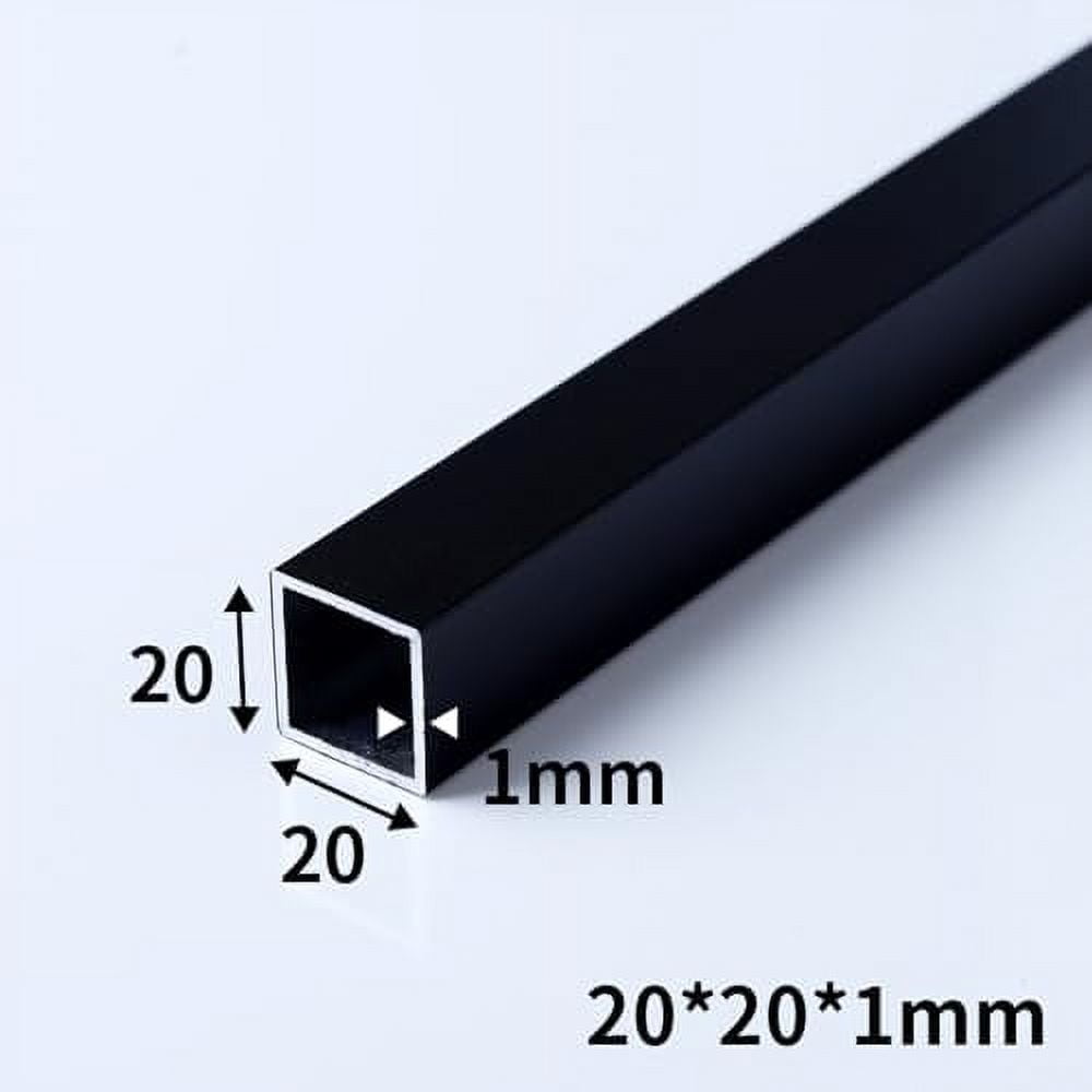 Black Aluminum Square Tubing 4Pcs 20mm x 20mm x 2450mm Long Wall Thickness 1mm, 4 Pack 0.8 inch ...