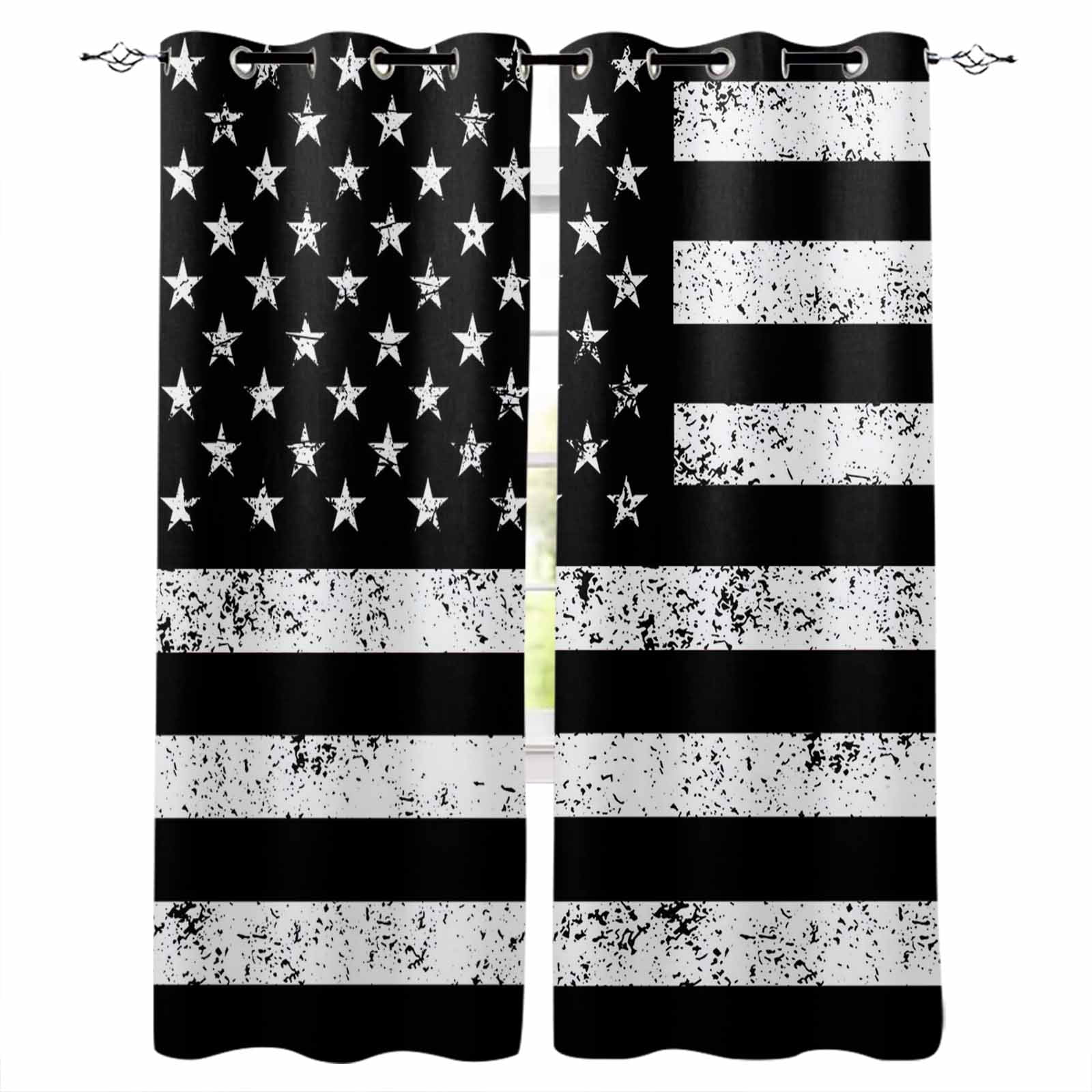 Black American Flag Blackout Curtains for Bedroom/Living Room, Thermal ...