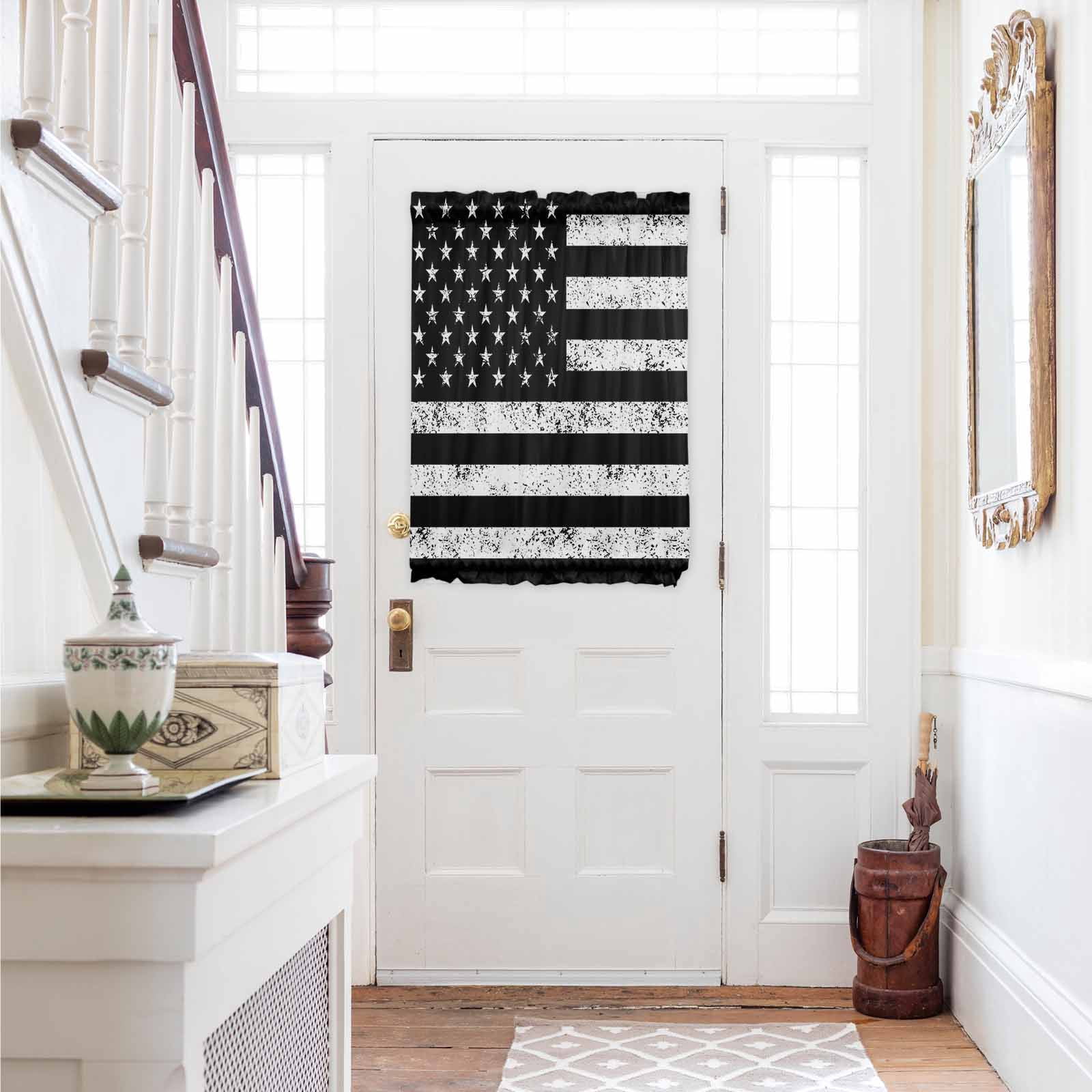 Black American Flag Door Curtains for Door Window, French Sidelight ...