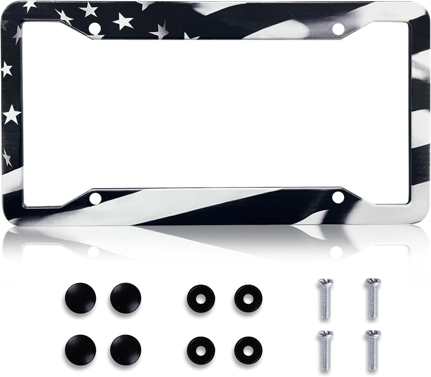 Black American Flag License Plate Frames, Matte Stripe Us Flag Aluminum ...
