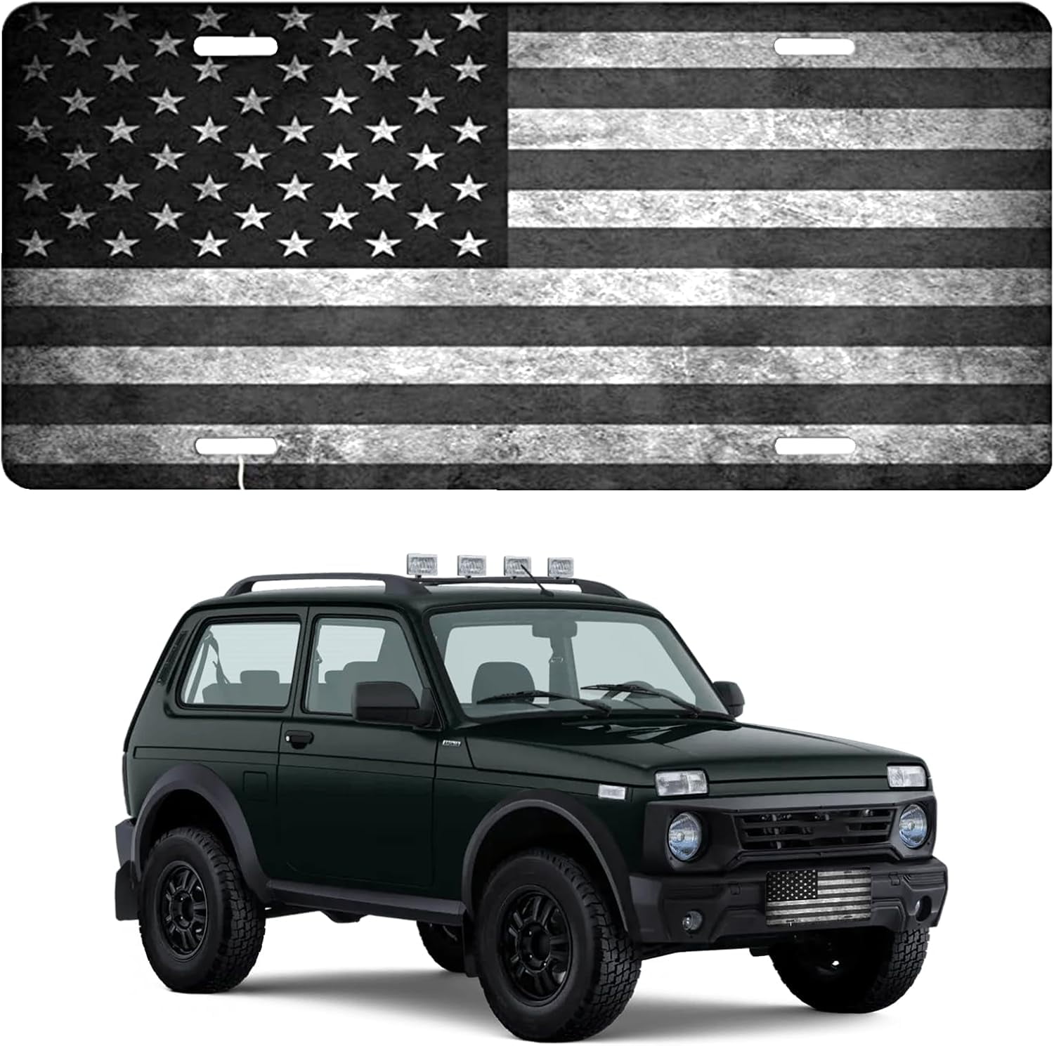 Black American Flag License Plate – Rust-Resistant 6x12 Inch Metal ...