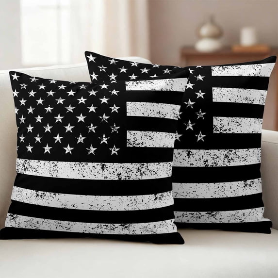 Black American Flag Outdoor Waterproof Throw Pillow Covers 20x20 Set of ...