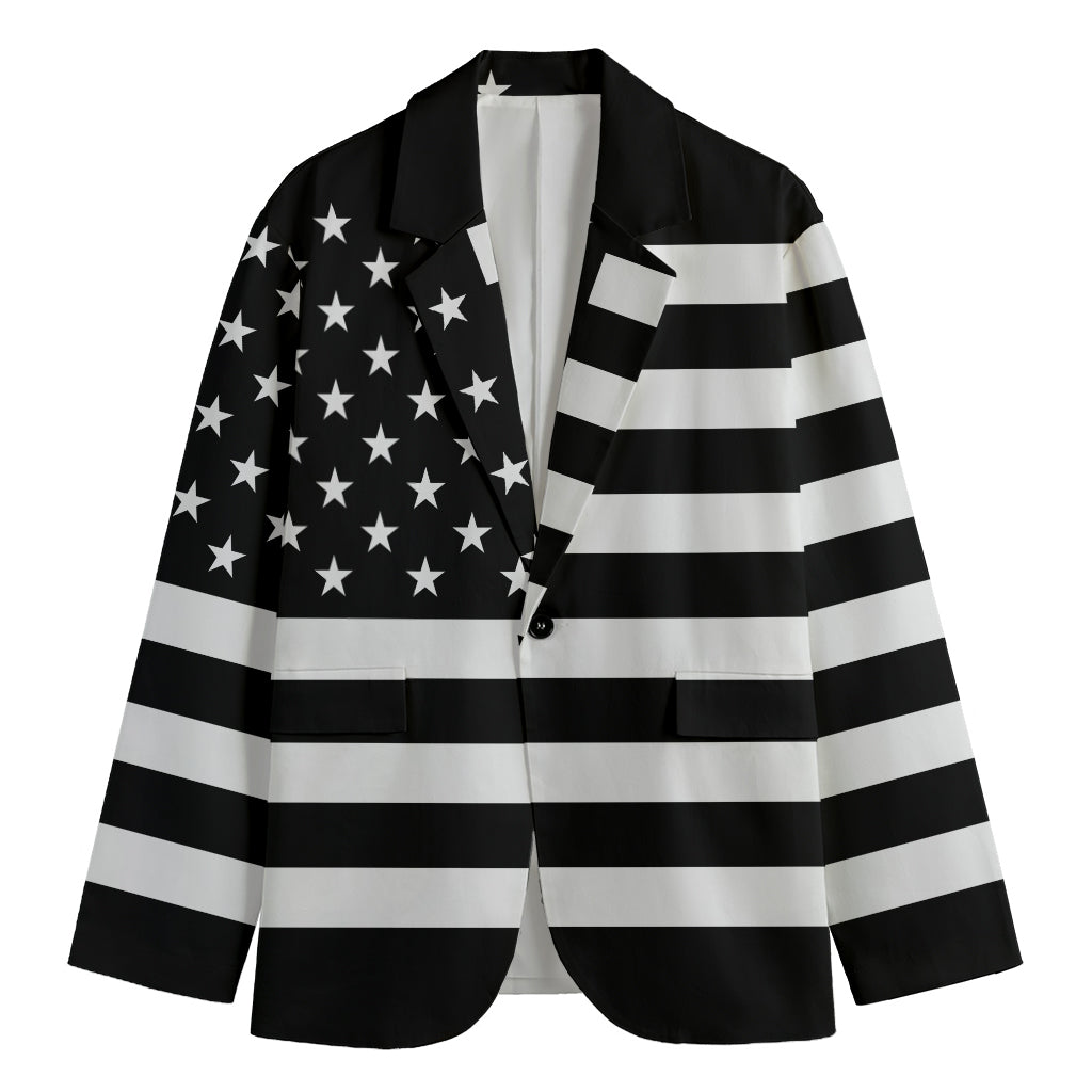 Black American Flag Print Men'S Blazer, American Flag Fun Novelty ...