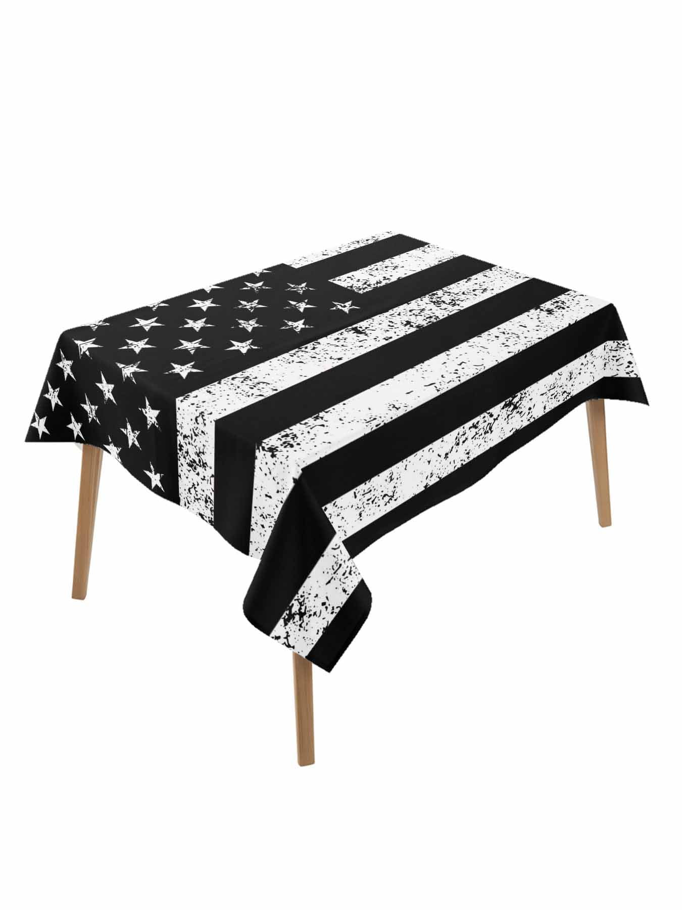Black American Flag Table Cloth, Vintage USA Flag Waterproof Tablecloth ...
