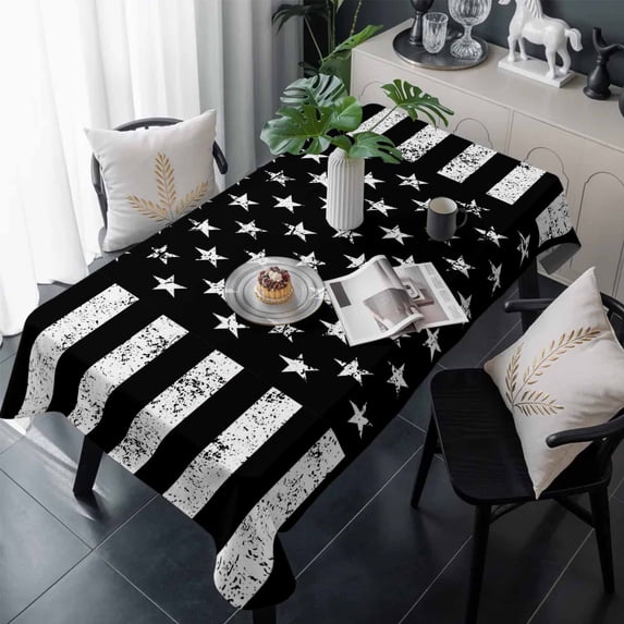 Black American Flag Table Cloth Waterproof Tablecloths, Vintage USA ...