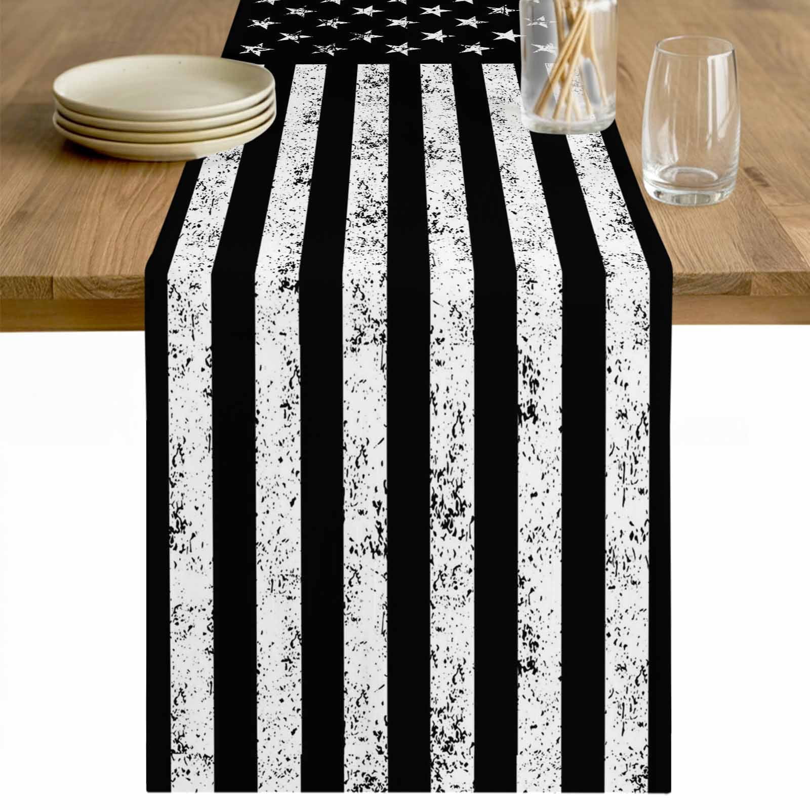 Black American Flag Table Runner 36 Inches Long Farmhouse Dress Scarves ...