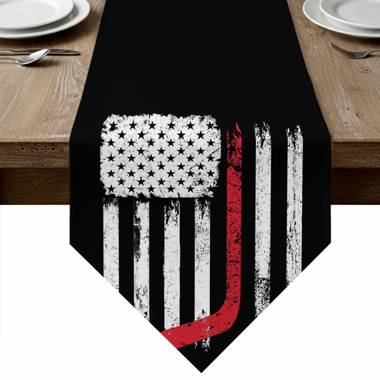 Black American Flag Table Runner Linen Burlap Table Runner 60 Inches ...
