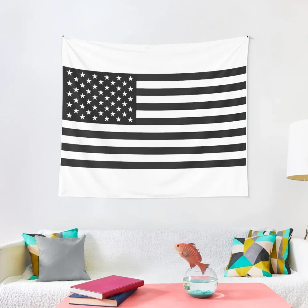 Black American Flag Tapestry Art Mural Aesthetic Room rations Bedrooms ...