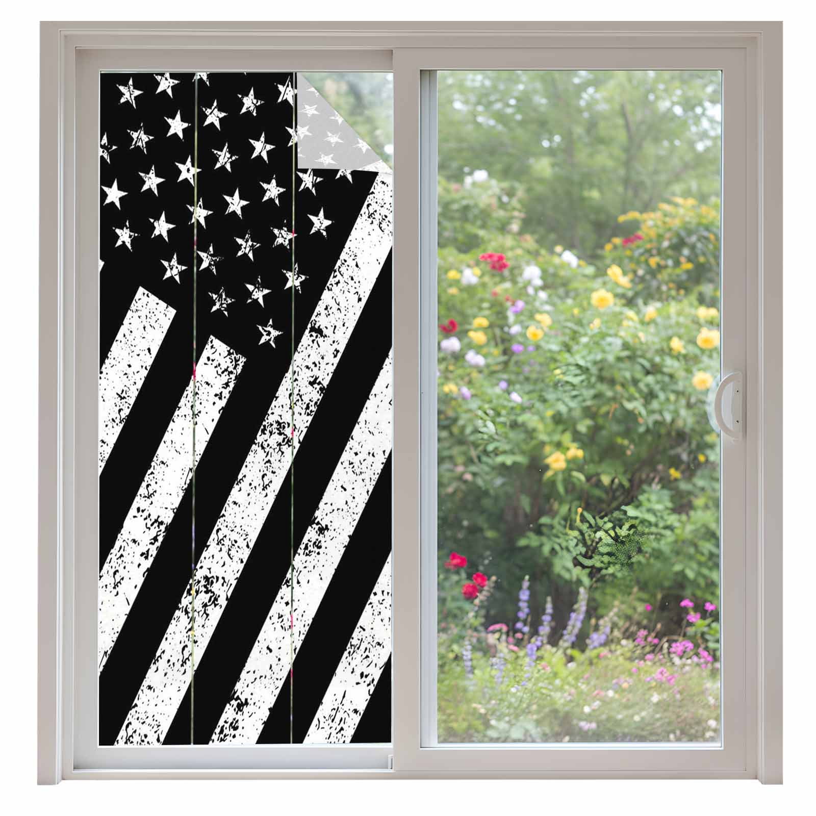 Black American Flag Window Privacy Film, Vintage USA Flag Static Cling ...