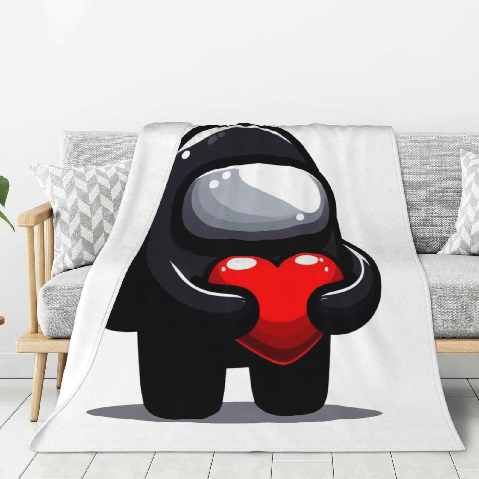Black Among Us Holding Heart Throw Blanket for Couch - Soft Cozy ...