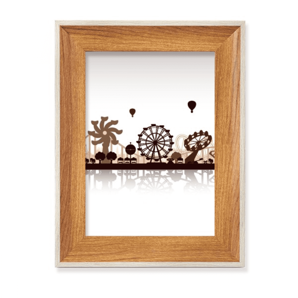 Black Amusement Park Facilities Outline Desktop Wooden Photo Frame ...