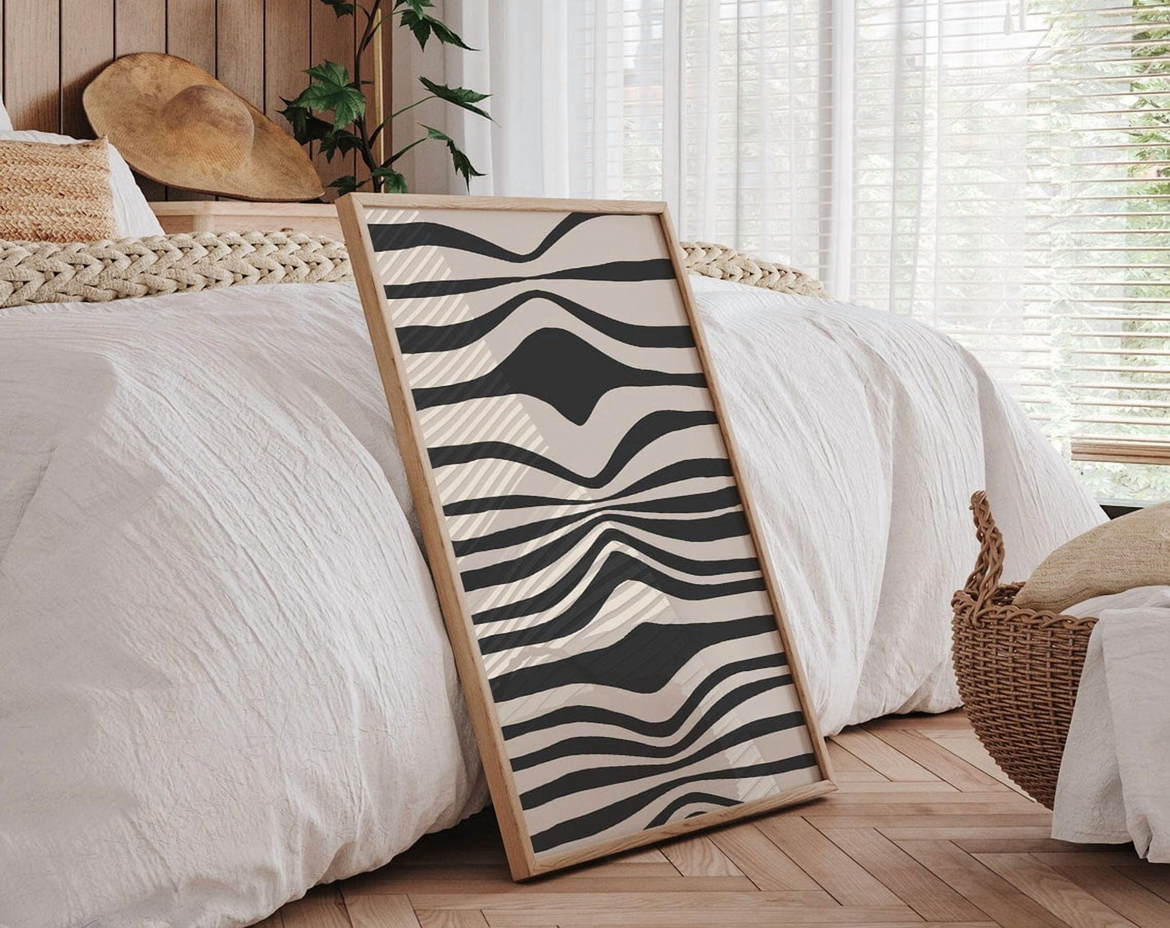 Black And Beige Modern Stripes Print Wall Art Abstract Lines Art Print ...