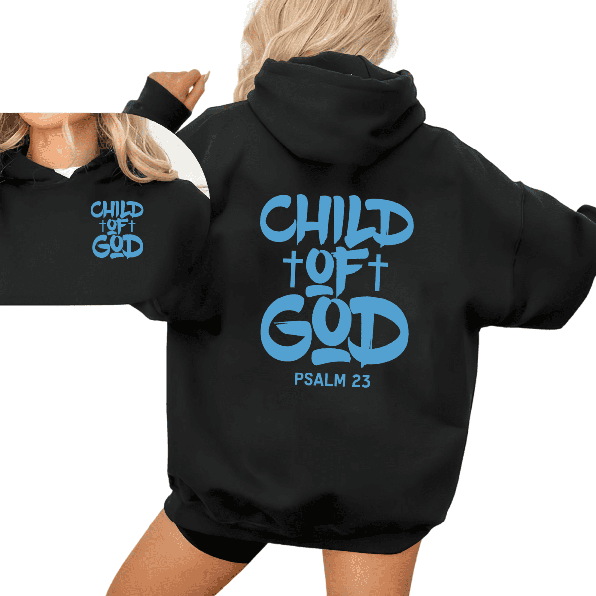 Black And Blue Child Of God Print Hoodie Graphic Sweatshirt Religious ...