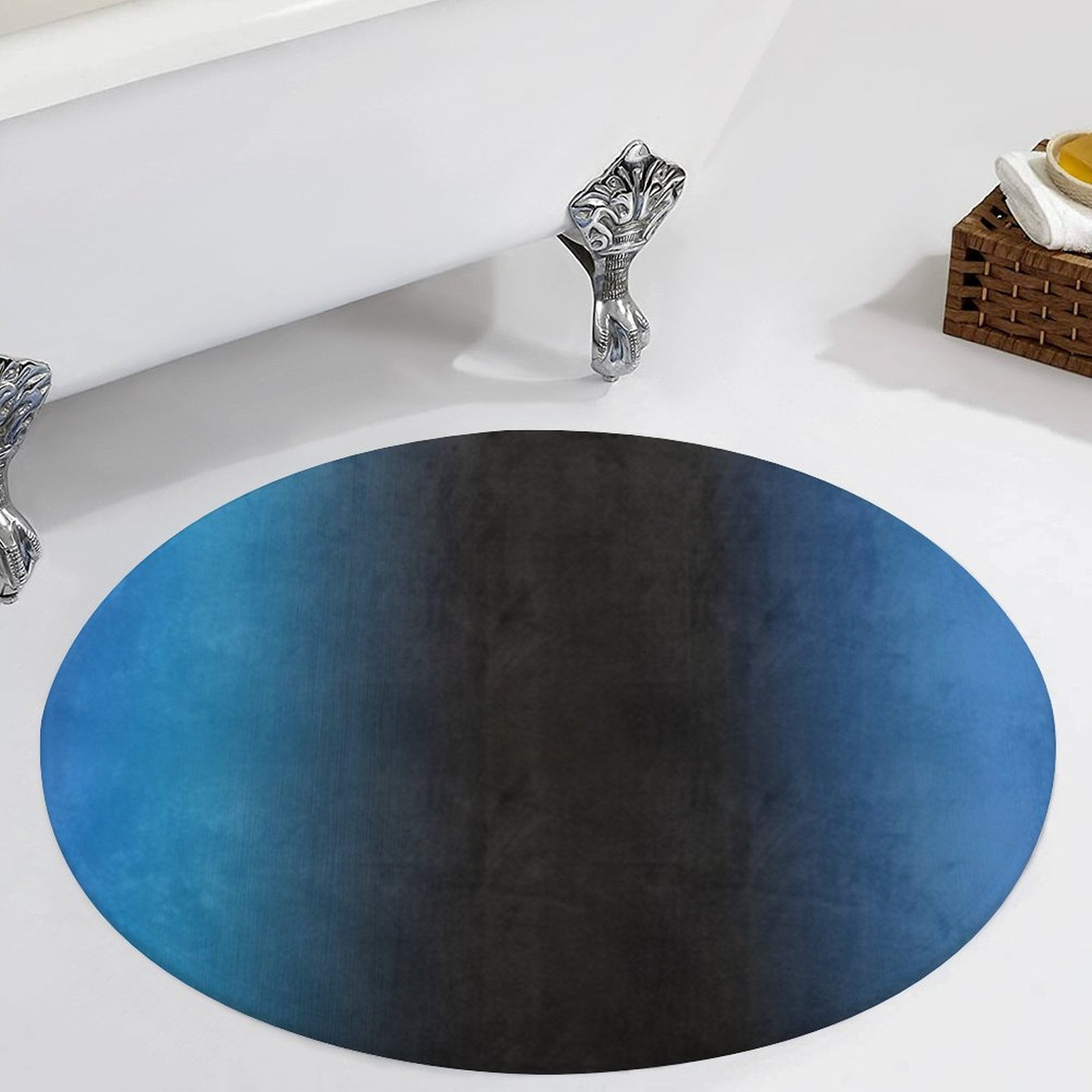 Black And Blue Gradient-2 Round Area Carpets Living Room Room Chair ...