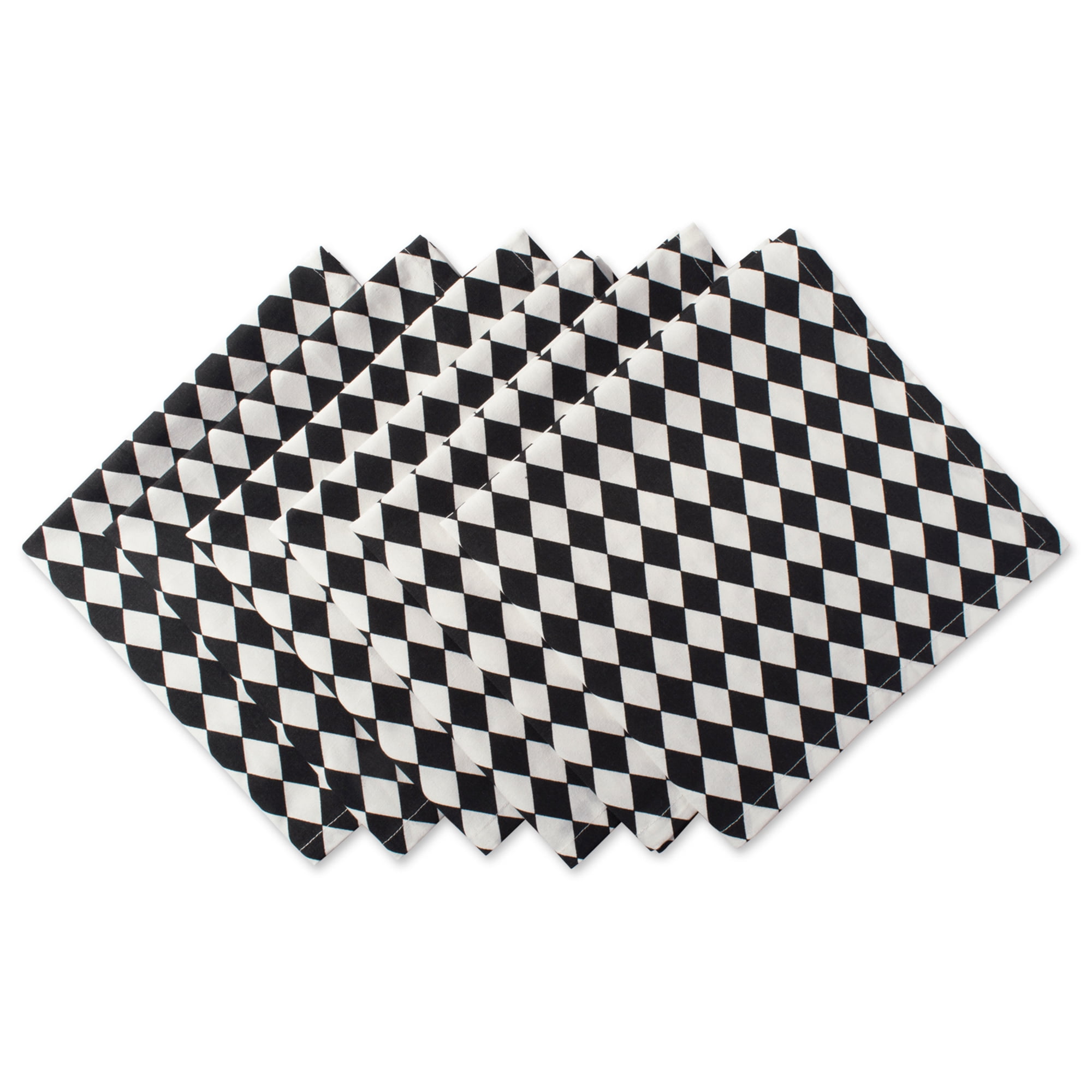 DII Harlequin Printed Napkin Set 6 Piece, Black & White Harlequin ...