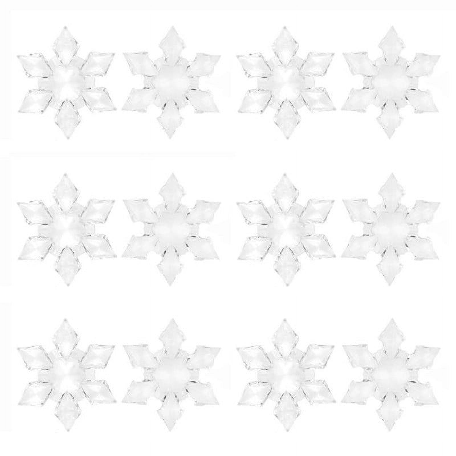 12Pcs Christmas Snowflake Clear Crystal Acrylic Rhinestone For Tree ...