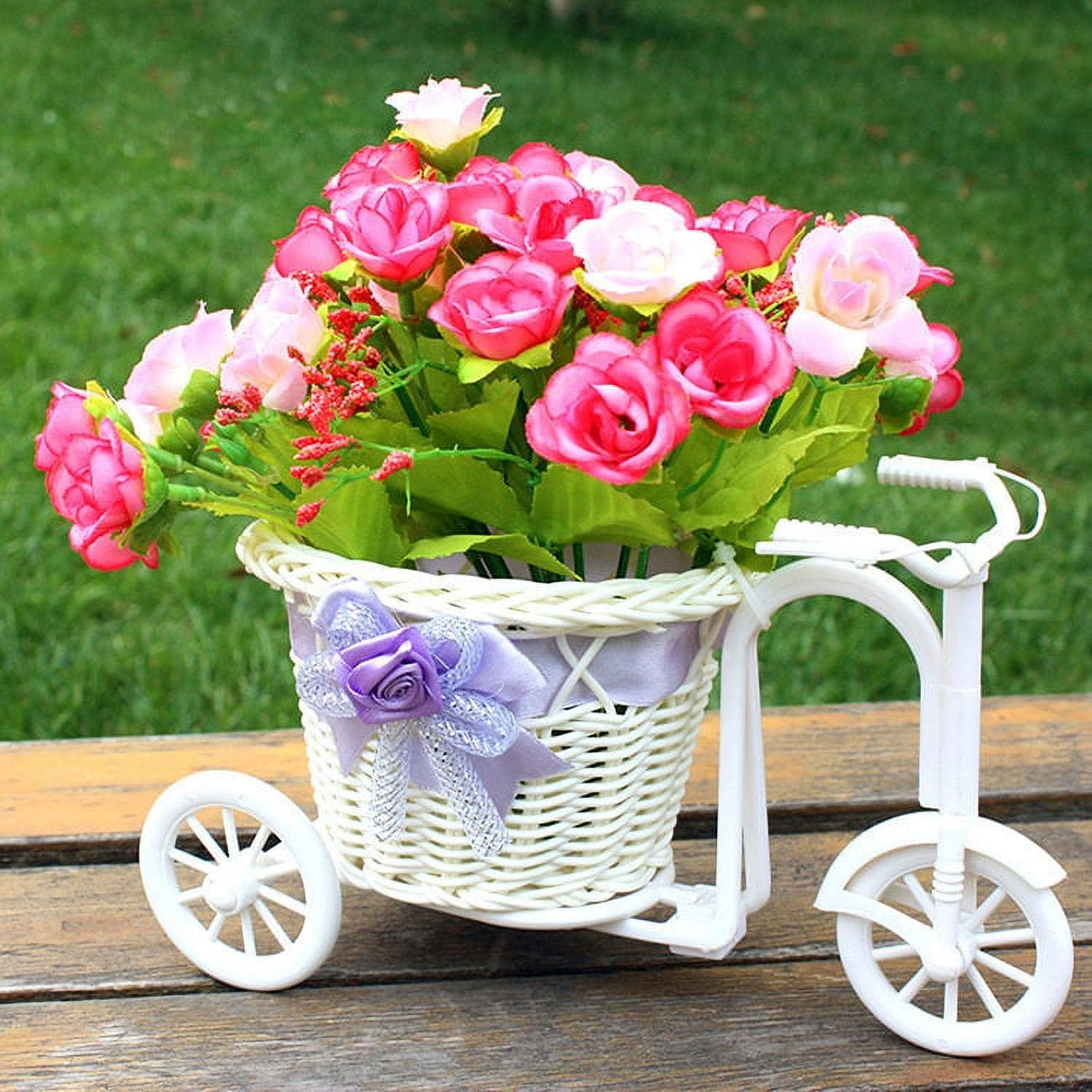 1Pcs Round Basket Rattan Floats Flower Vase Flowerpots Containers Smal ...
