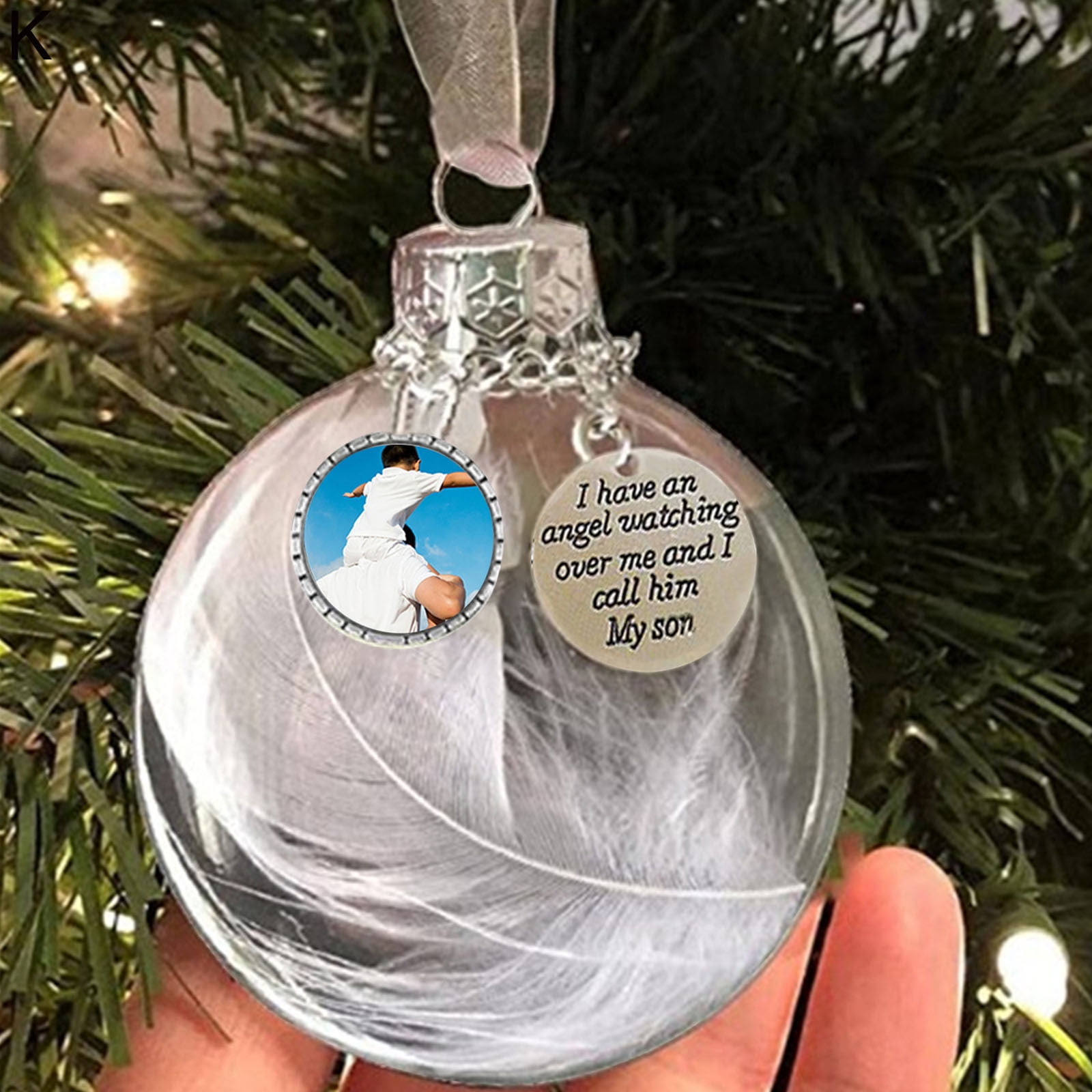 2022New Christmas Ornaments Can Put Photos Angel Feathers Ball - A ...