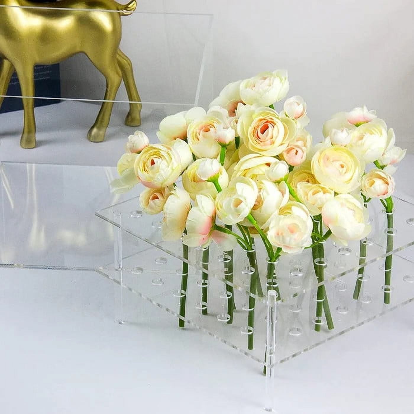 9-Hole Rectangle Acrylic Vase Acrylic Flower Arranger Clear Acrylic ...