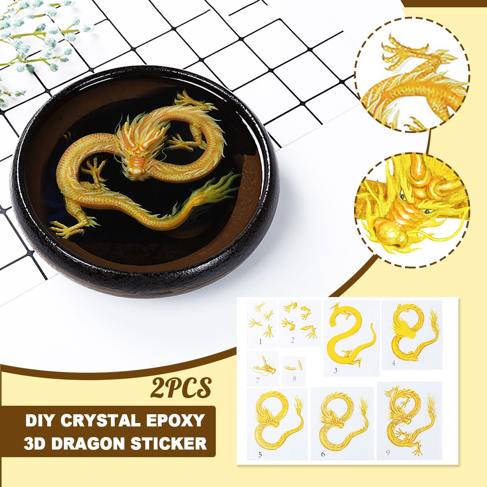 Diy Crystal Epoxy Resin Painting Hand-Painted Stickers Gold - Walmart.com