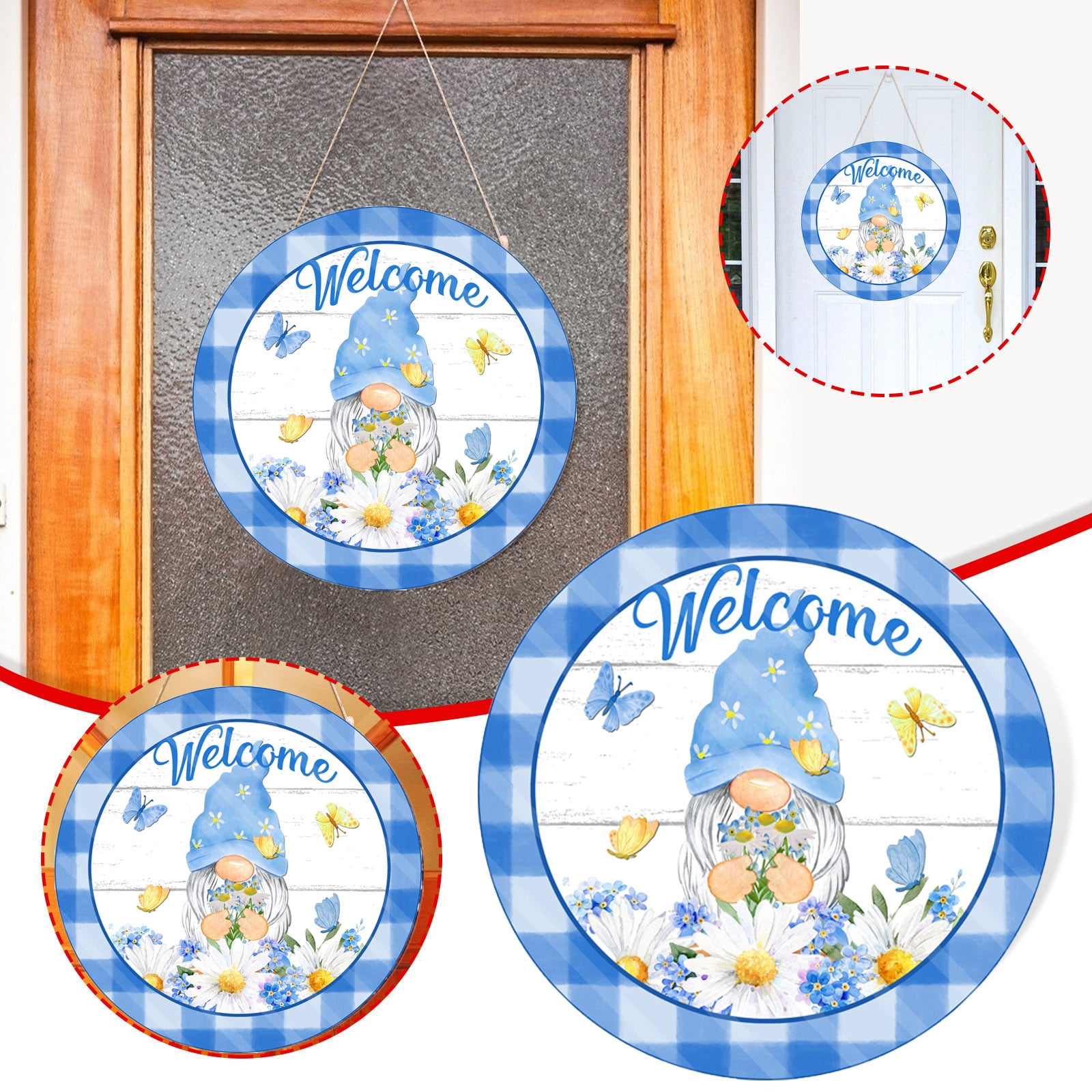 Gnomes Ornament Welcome Sign Decorative Vintage Wall Hanging Home ...