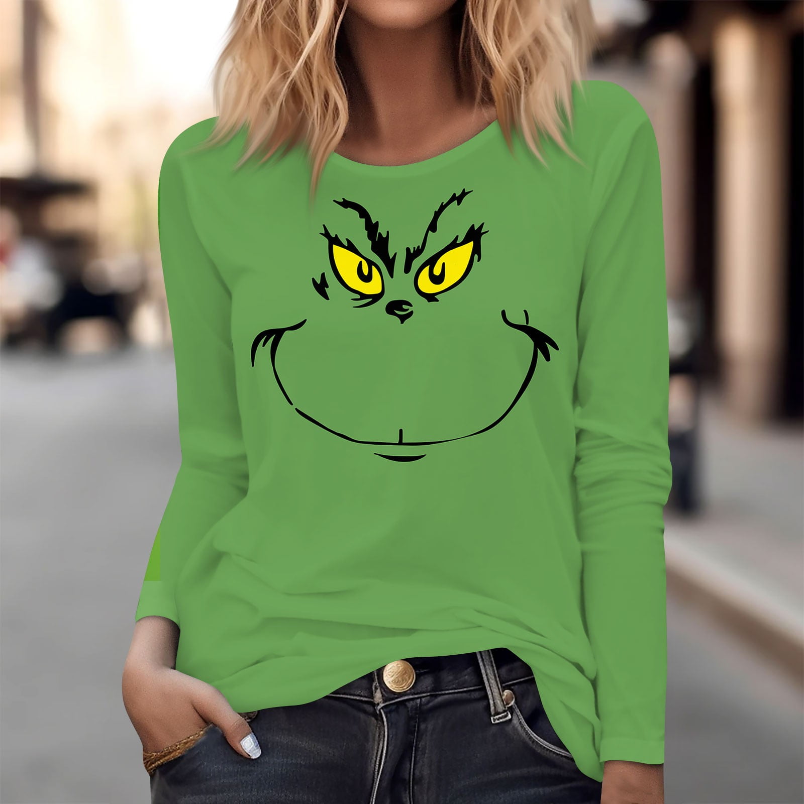 Black Deals Gotyou Christmas Grinch Sweatshirt Women's Casual Long ...