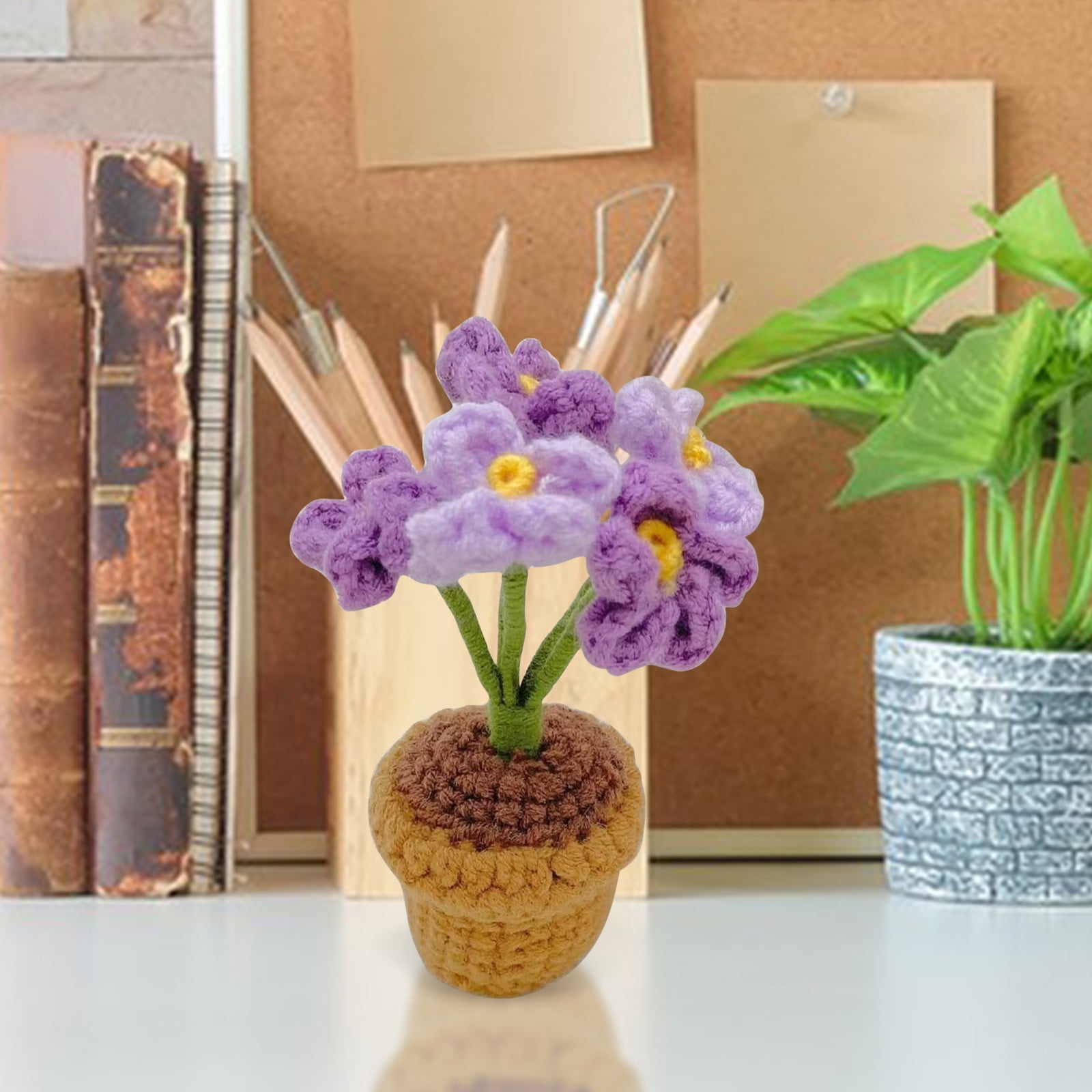 Handmades Knitted Flowers Woven Potted Flowers, Rose Crochets, Self ...