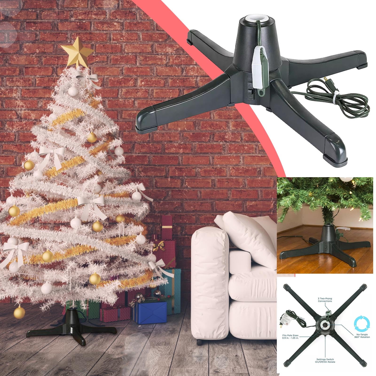 Large Christmas Tree Electric Rotating Base Plastic Rotating Christmas ...