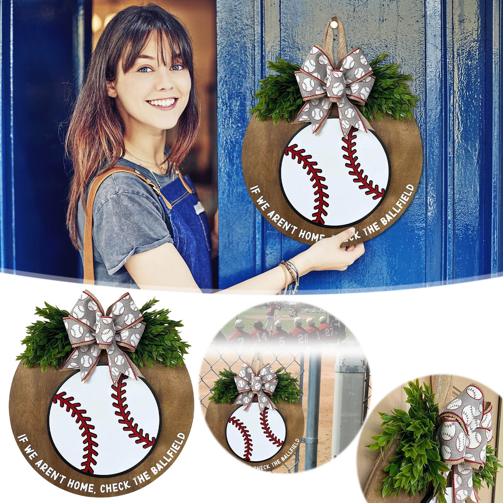 Welcome Baseball Decoration Sign Door Hanging Sign Door Wall Decoration ...