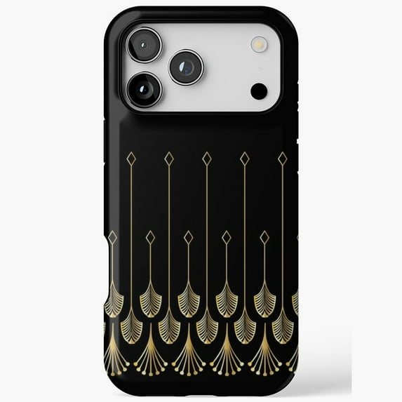 Black And Gold Art Deco Print Style iPhone Case 17 16 15 14 13 12 11 ...