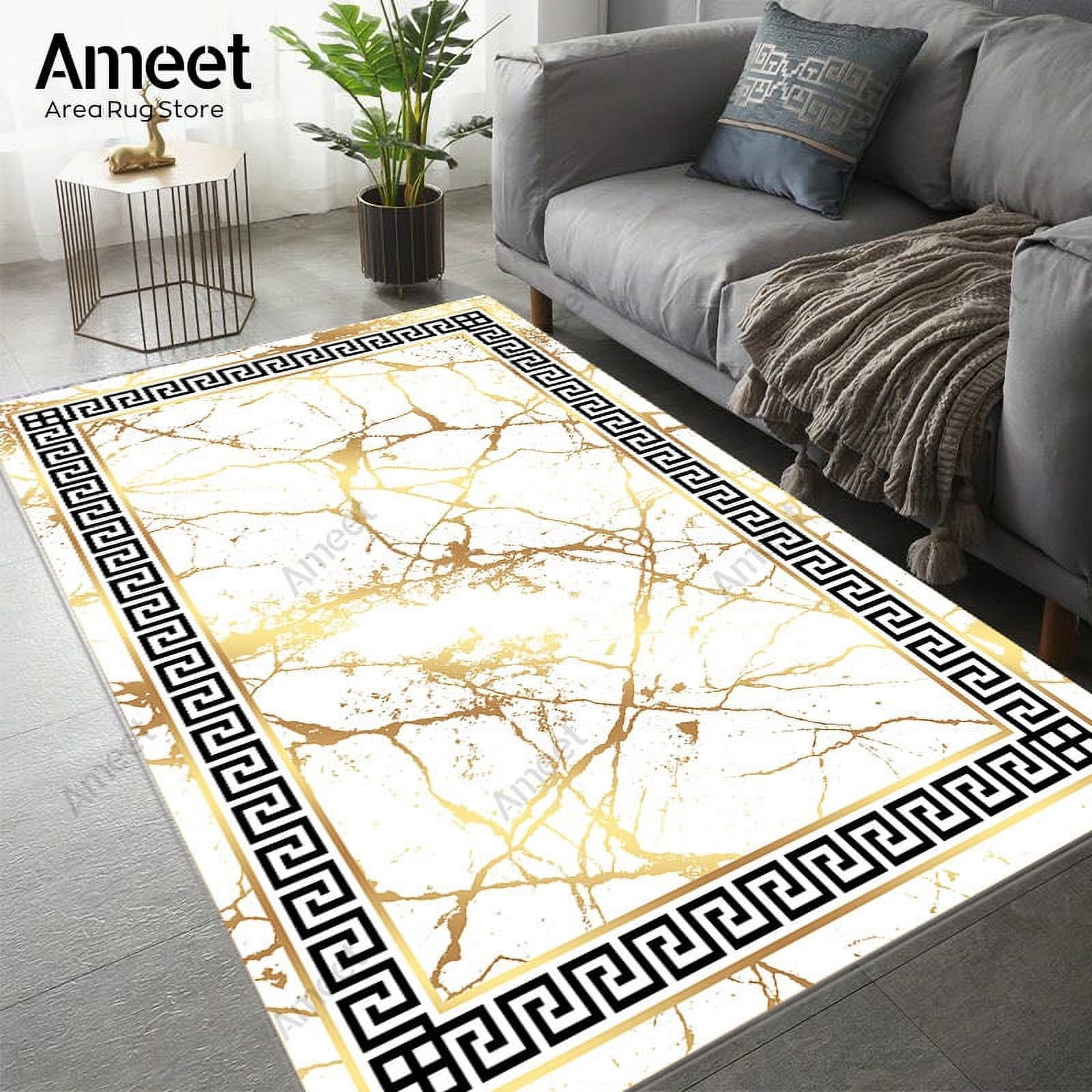 Black And Gold Carpet Vintage Abstract Dirty Effect Greek Frame Rugs And Carpets For Home Living ...