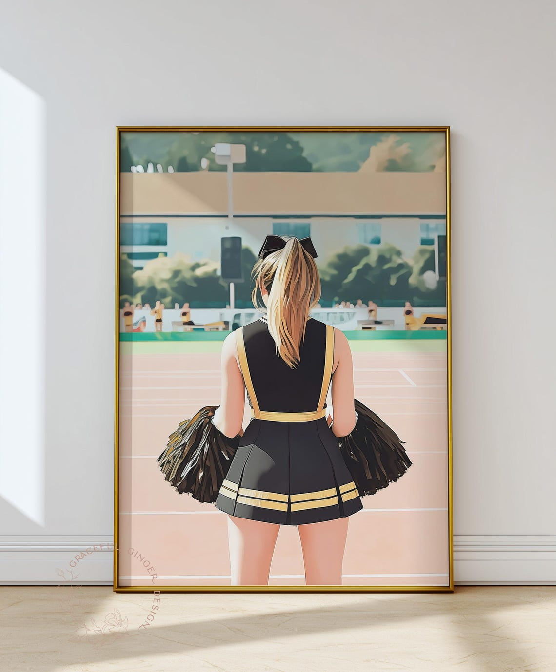 Black And Gold Cheerleader Print, Teen Girl Room Decor, UNFRAMED Poster ...
