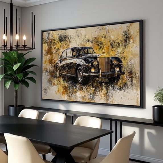 Black And Gold Classic Car Wall Art Retro Vehicle Automobile Wall Decor ...