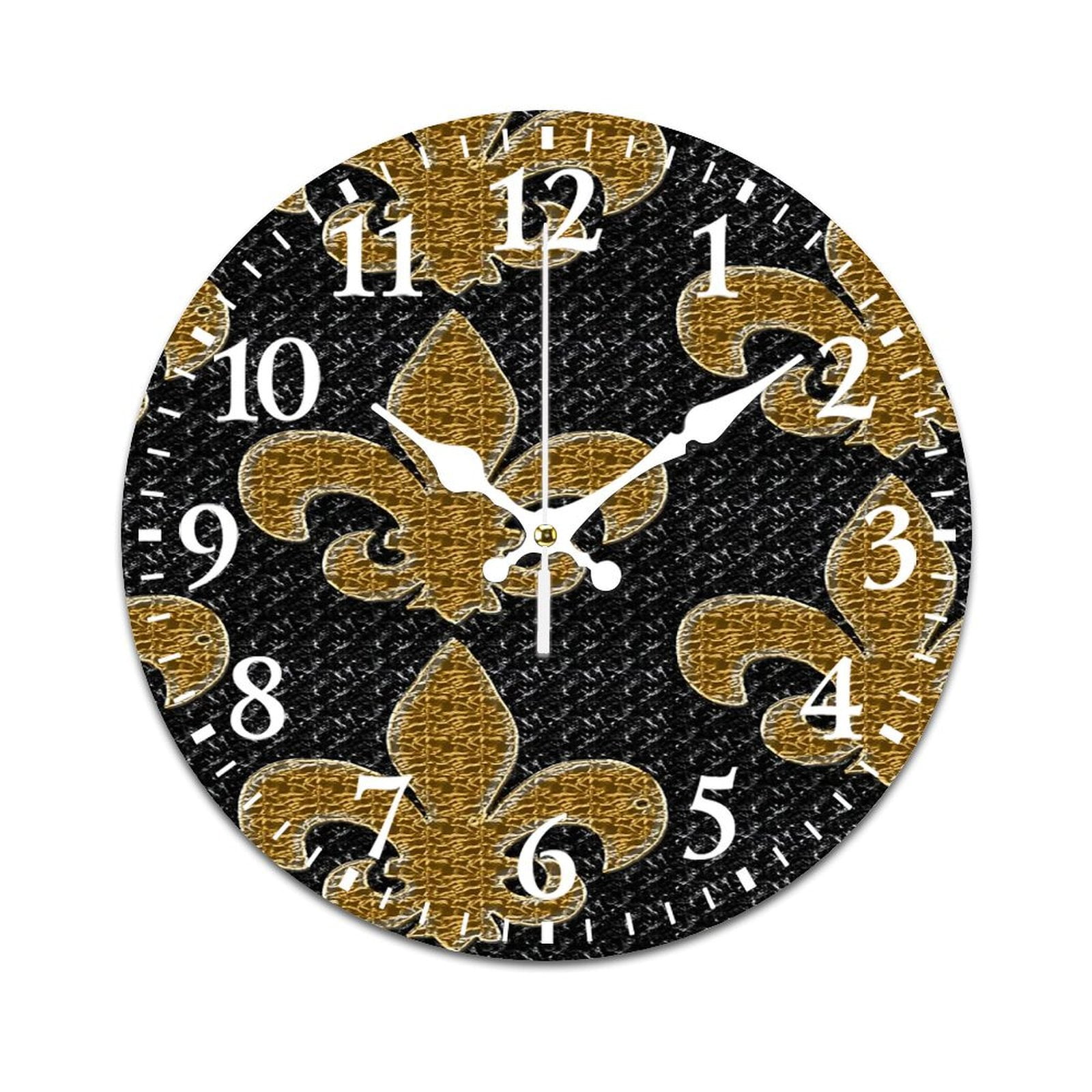 Black And Gold Fleur De Lis Wall Clock Modern Design Clocks Wall ...