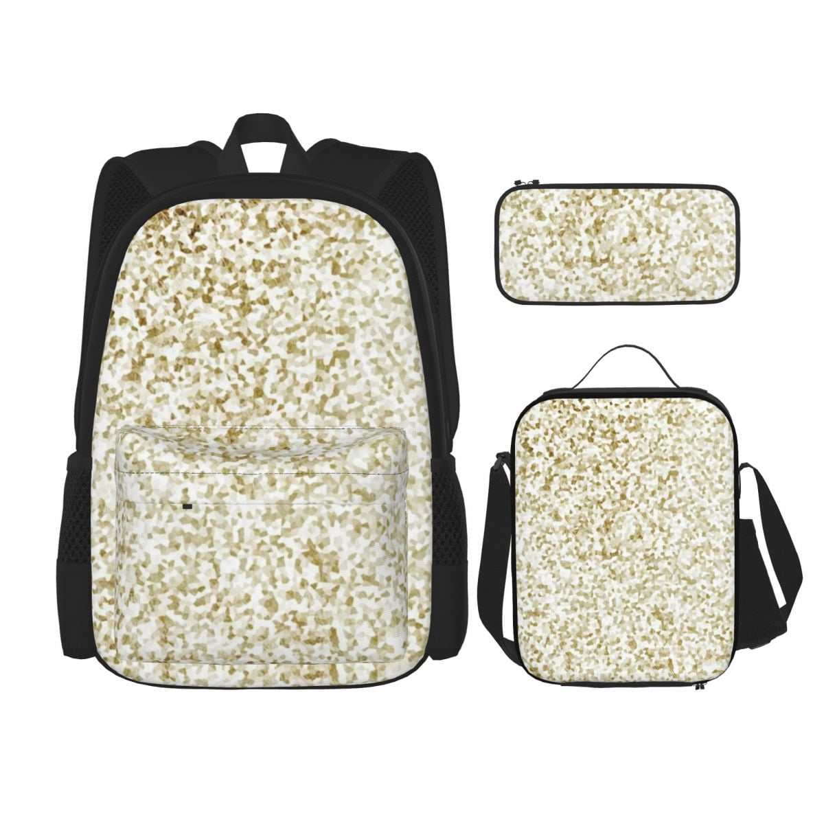 Black And Gold Glitter Pattern Backpacks Bookbag Bags s Rucksack Lunch ...