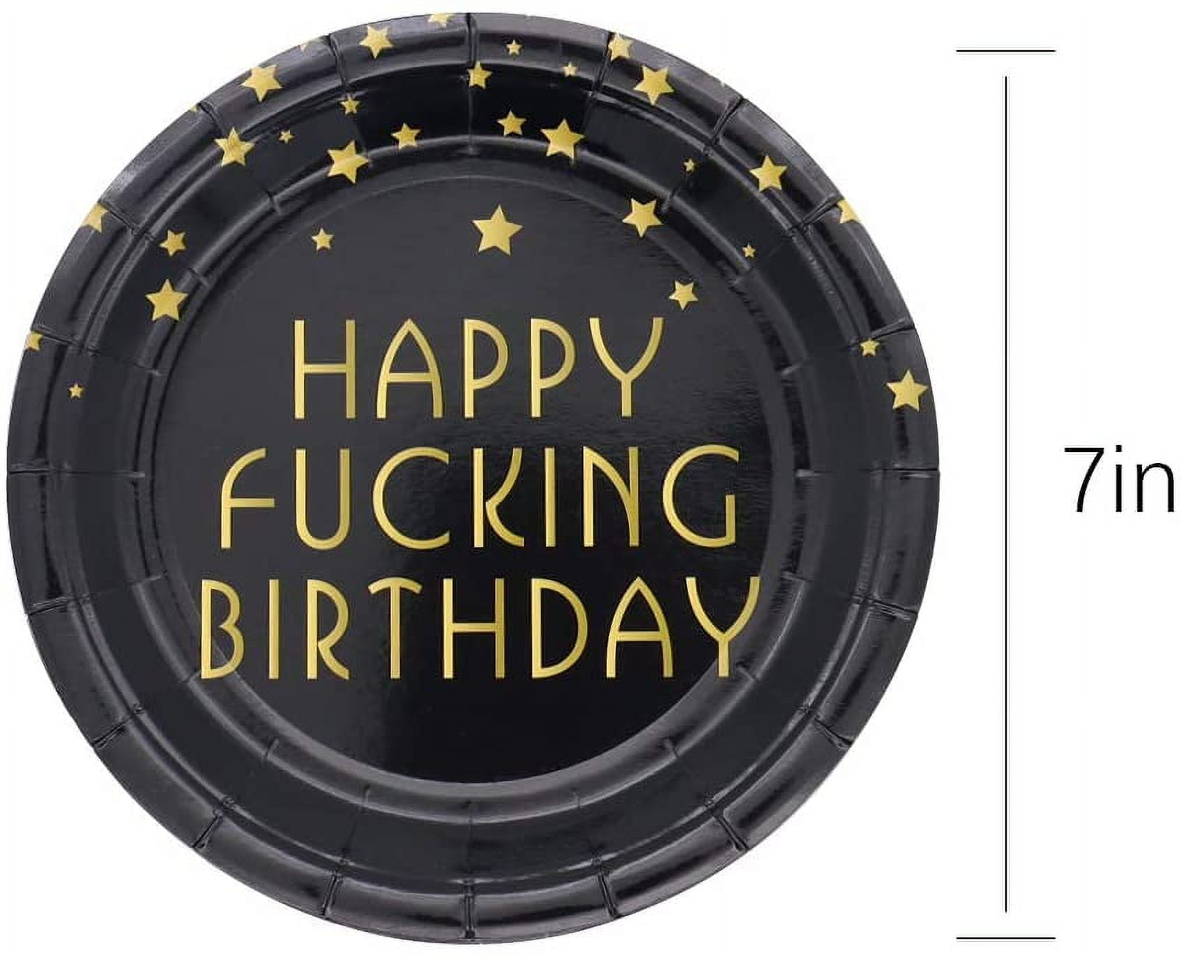 Black And Gold Happy Fing Birthday Party Supplies,50Pcs Disposable ...