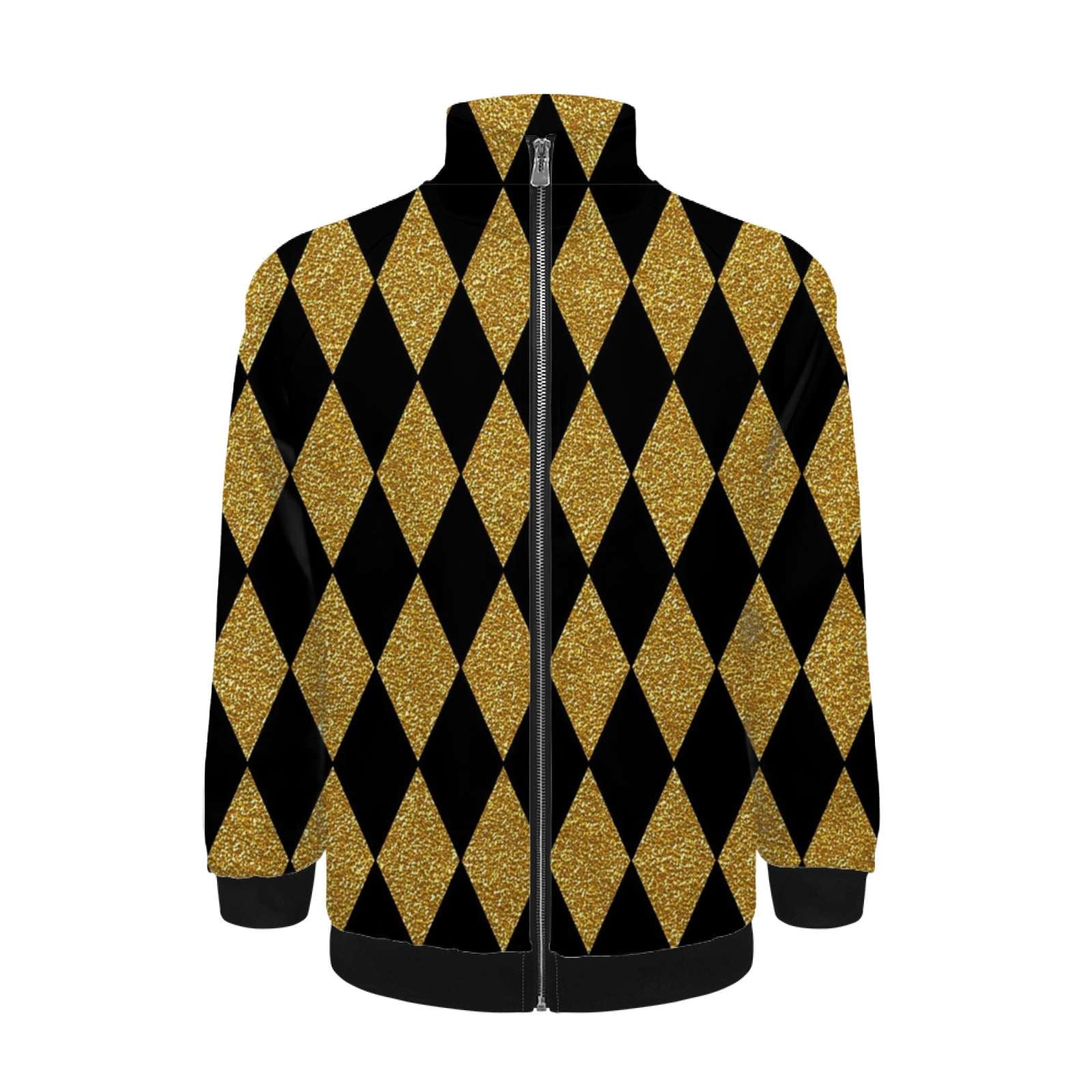Black And Gold Harlequin Jacket Men's Street Cool Long Sleeves Coat ...
