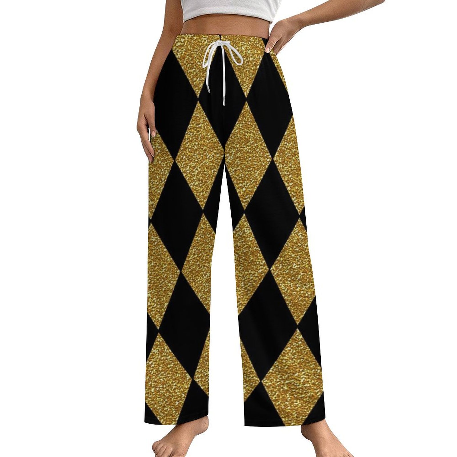 Black And Gold Harlequin Women's Pajamas Pajama Pants Women's Sleepwear ...