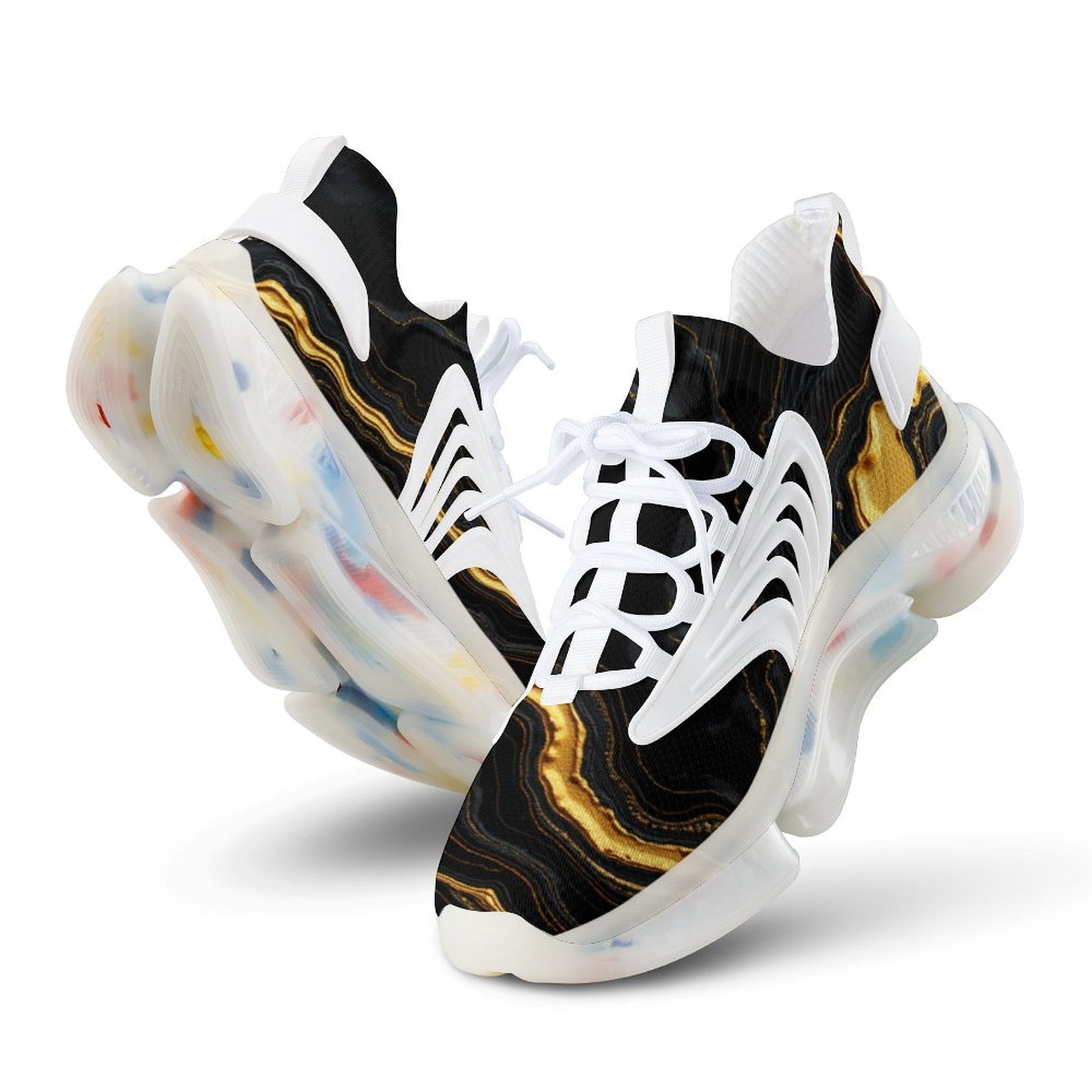 Black And Gold Marble Texture Walking Shoes for Men Woman Lightweight ...