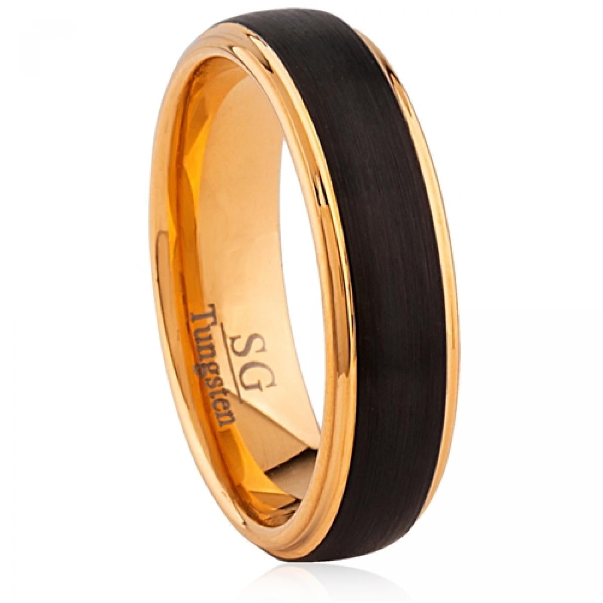 Black And Gold Tungsten With Ip Black And Yellow Gold Plating Ring ...
