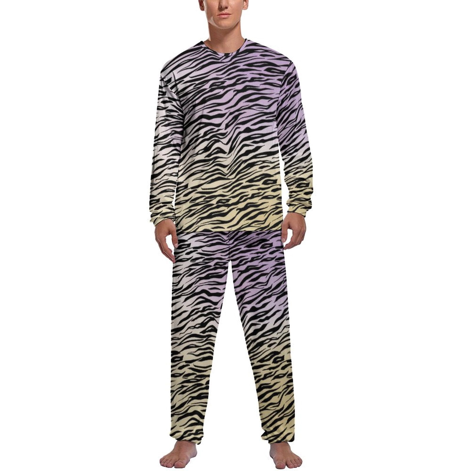 Black And Gold Zebra Pajamas Mens Animal Print Cool Home Suit Daily ...