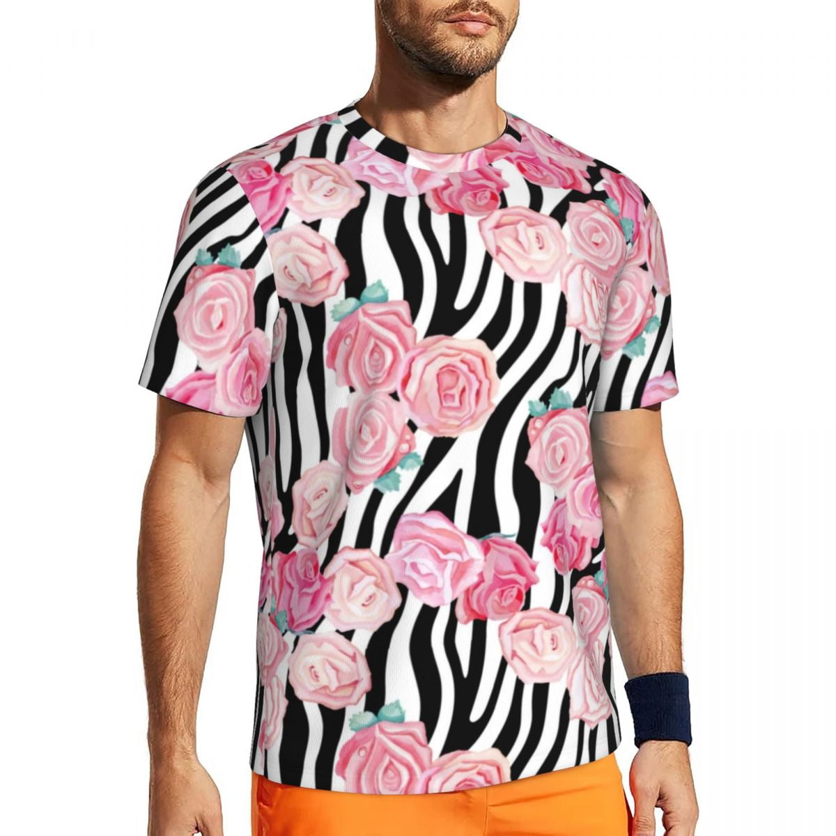 Black And Gold Zebra T-Shirt Men Animal Print Awesome Running T-Shirts ...
