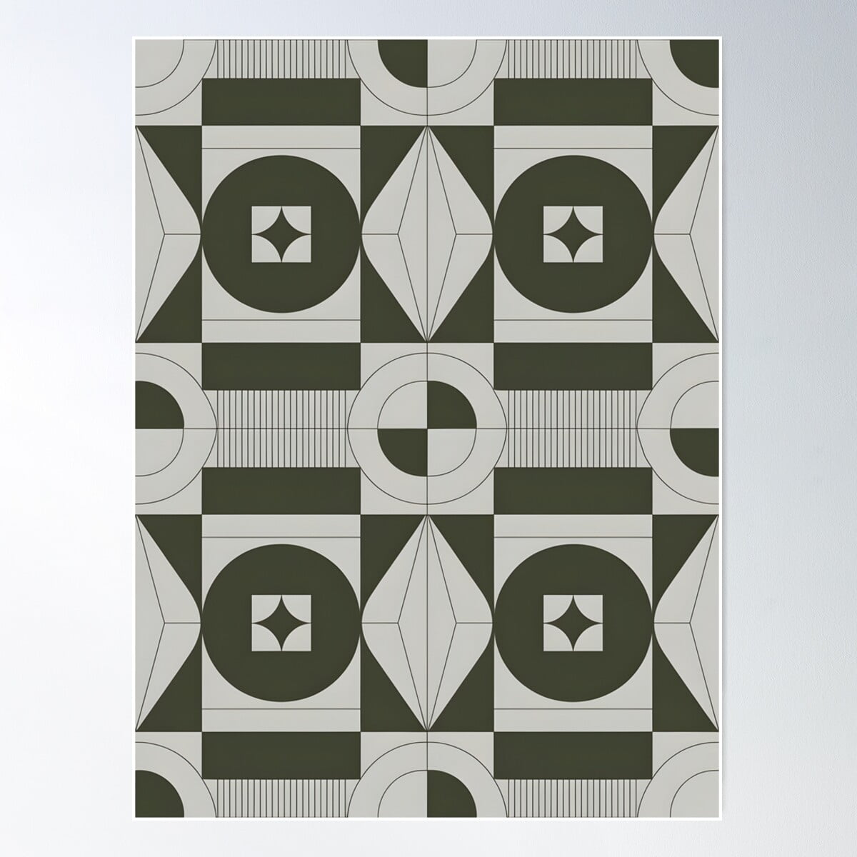 Black And Gray Abstract Shapes Bauhaus Pattern Design Poster Wall Art ...