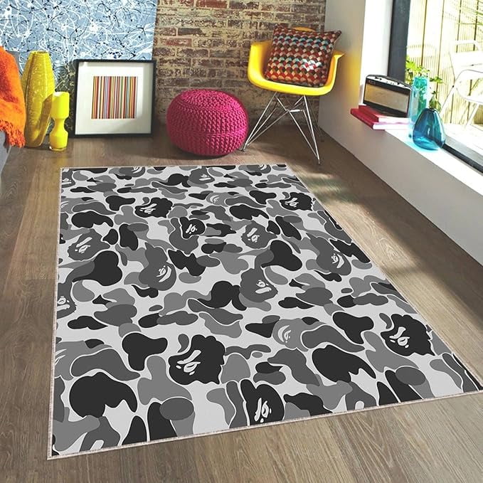 Black And Gray Area Rugs, Modern Minimalist Art Indoor Non-Slip Rug ...