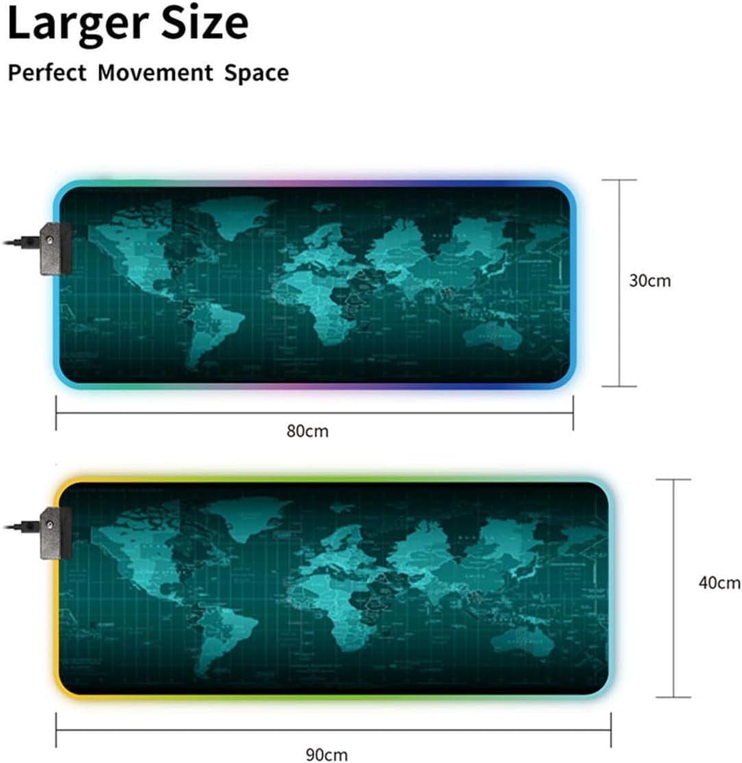 Black And Green Non-Slip Rgb Gaming Mouse Pad,Large Led Lighted Up Game ...