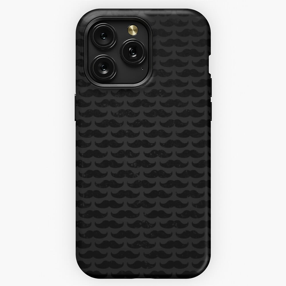 Black And Grey Moustache Fun Pattern Print iPhone Case 17 16 15 14 13 ...