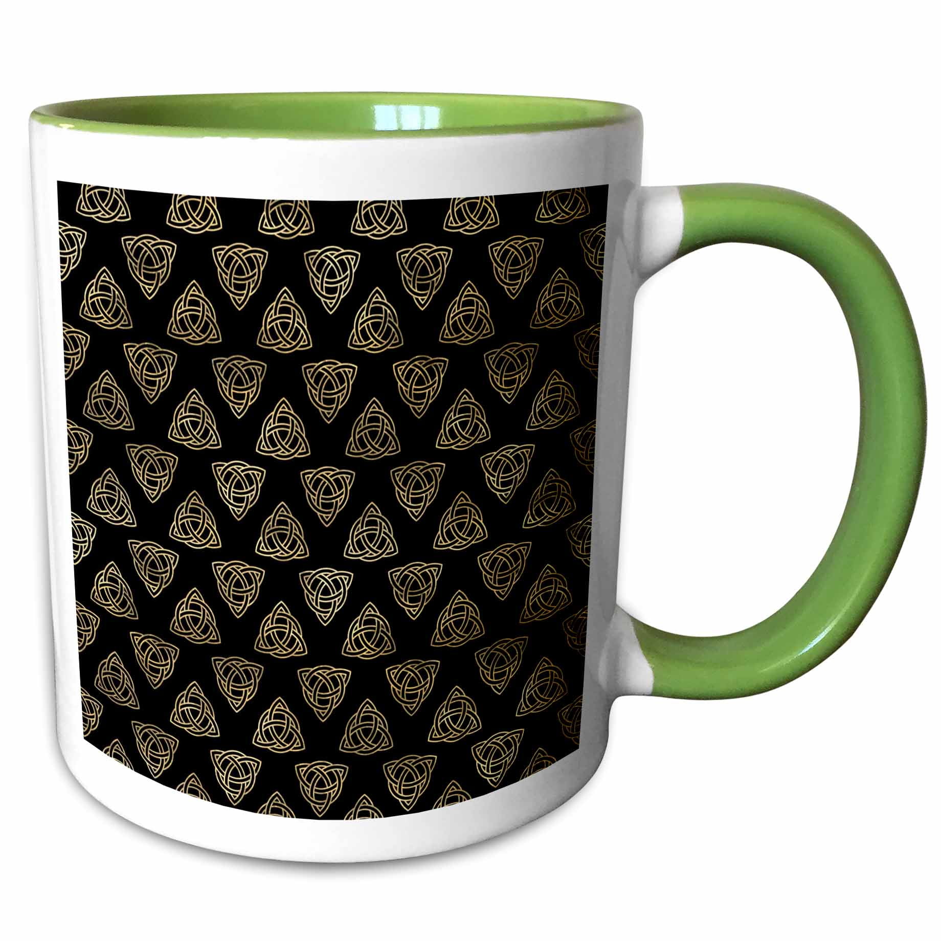 3drose, Black and Image of Gold Celtic Triangle Knots Pattern, 11oz Two ...