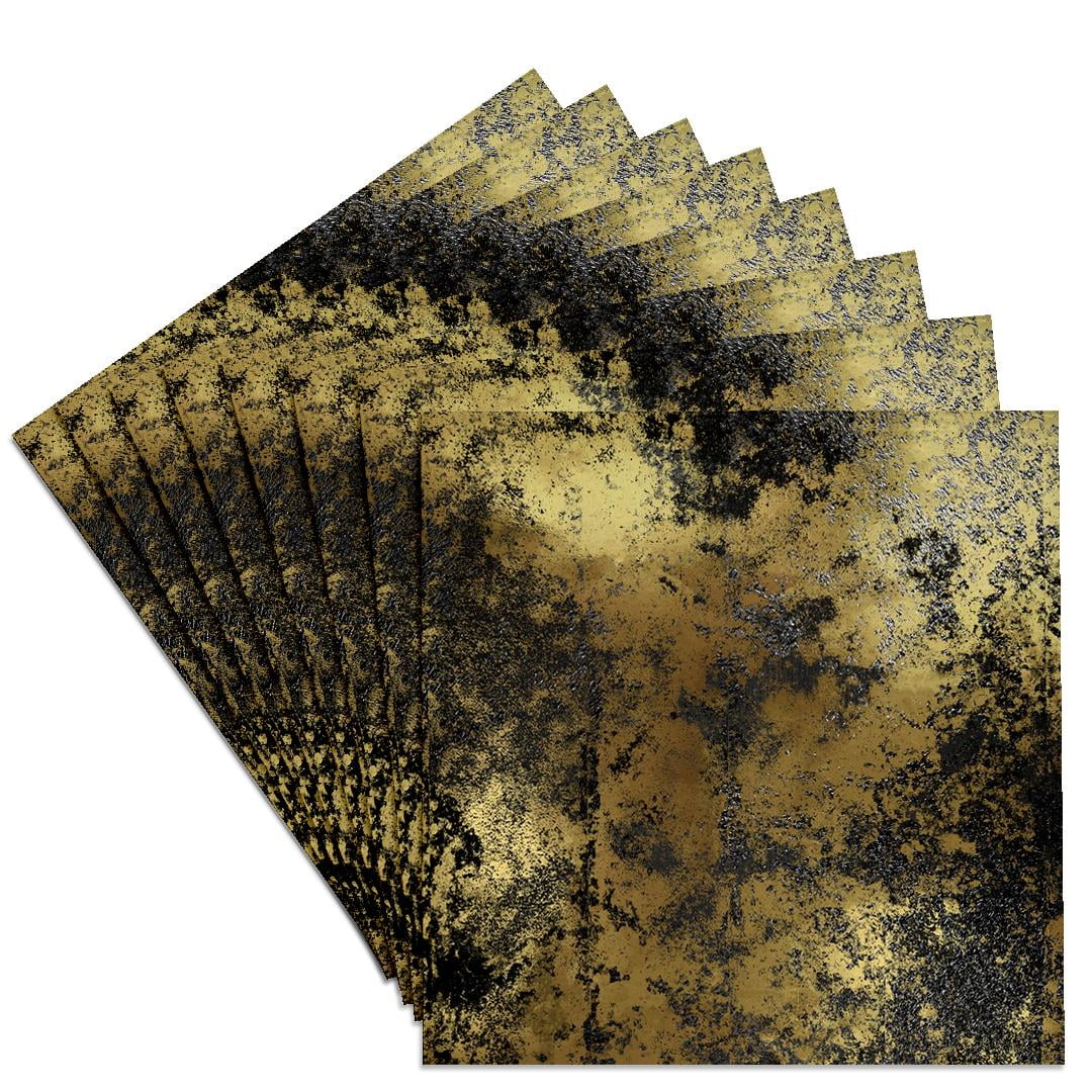 3drose, Black and Image of Gold Grunge, Set of 8 Ceramic Tile Coasters ...